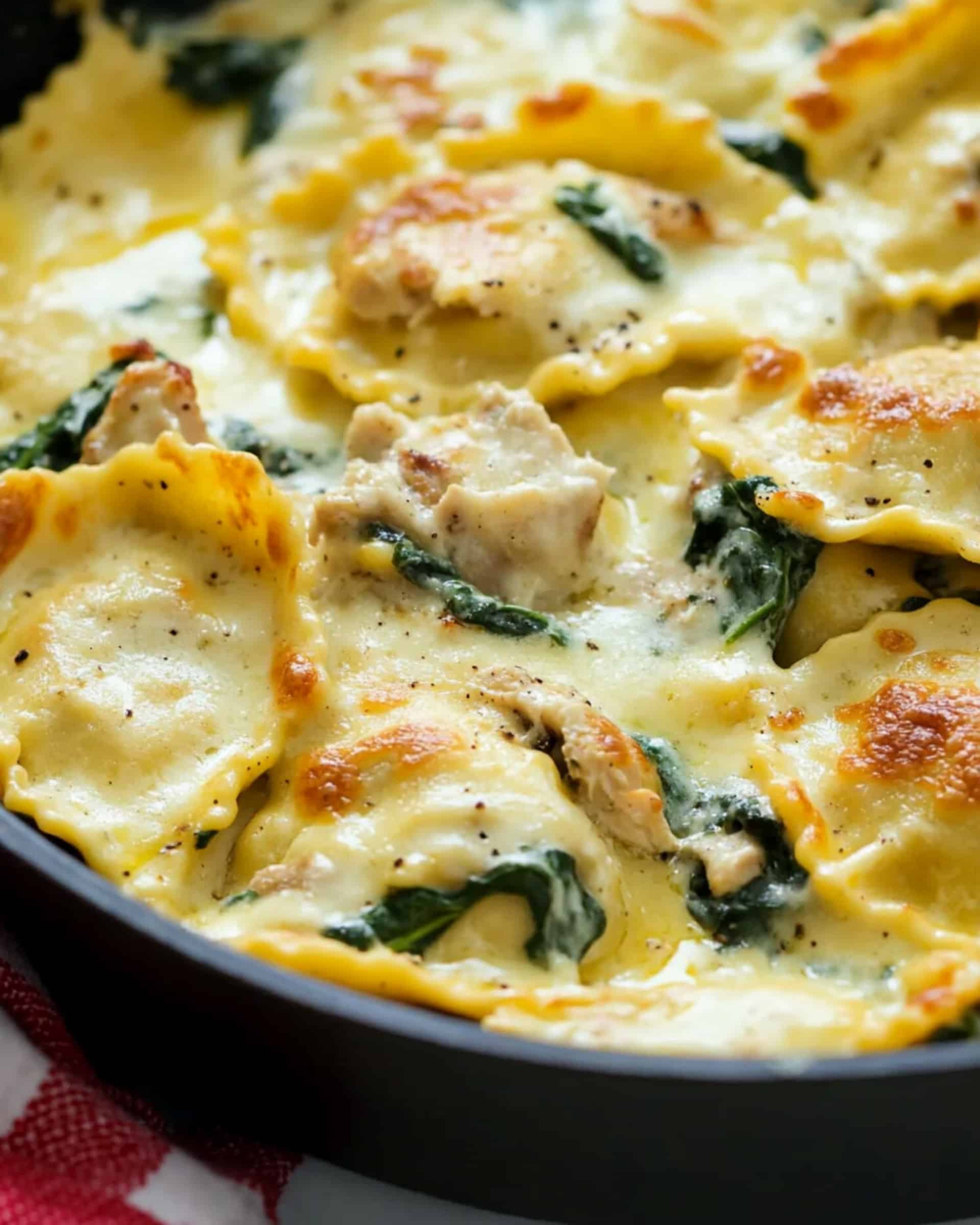 Chicken Alfredo Ravioli Skillet Recipe - Yumyy