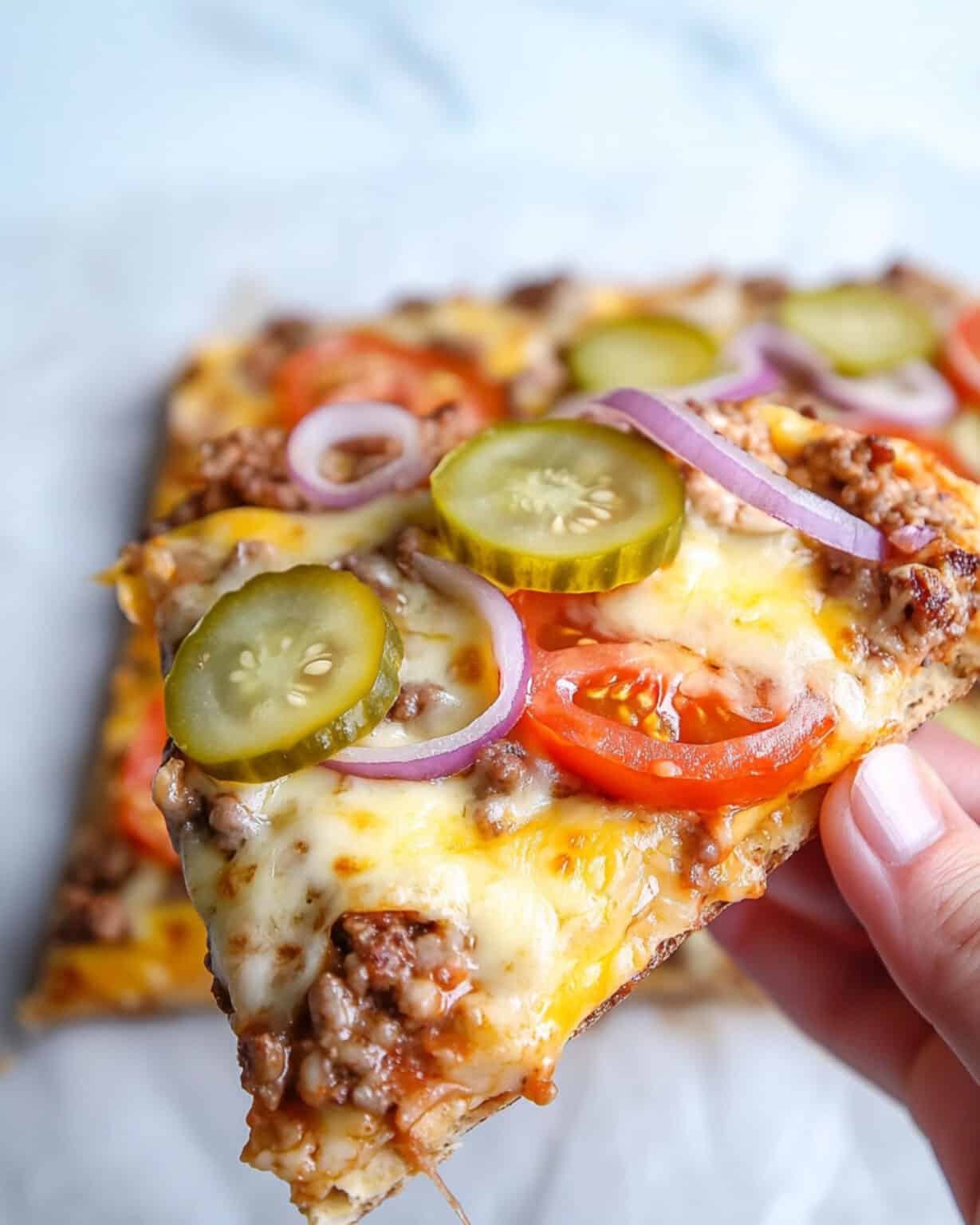 Cheeseburger Flatbreads Recipe - Yumyy