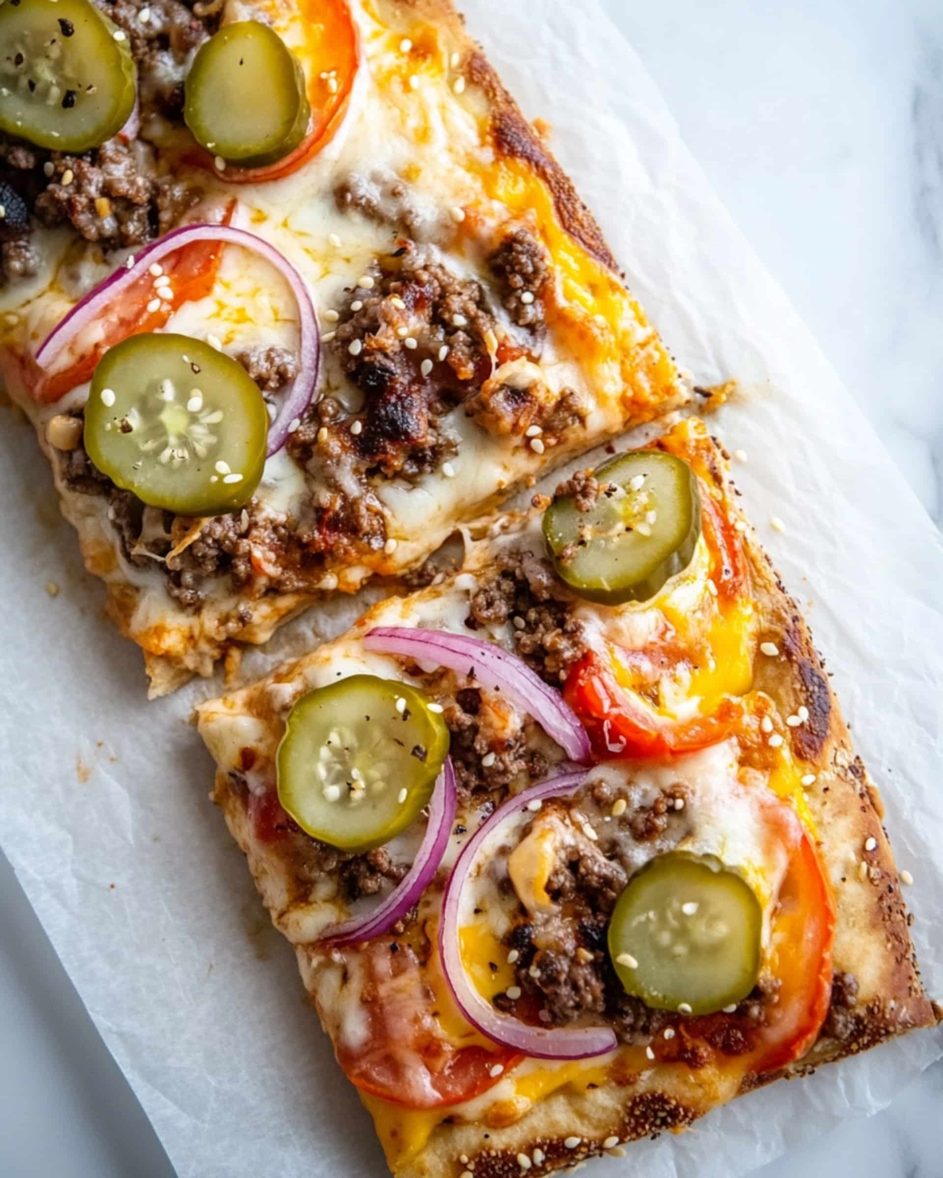 Cheeseburger Flatbreads Recipe - Yumyy