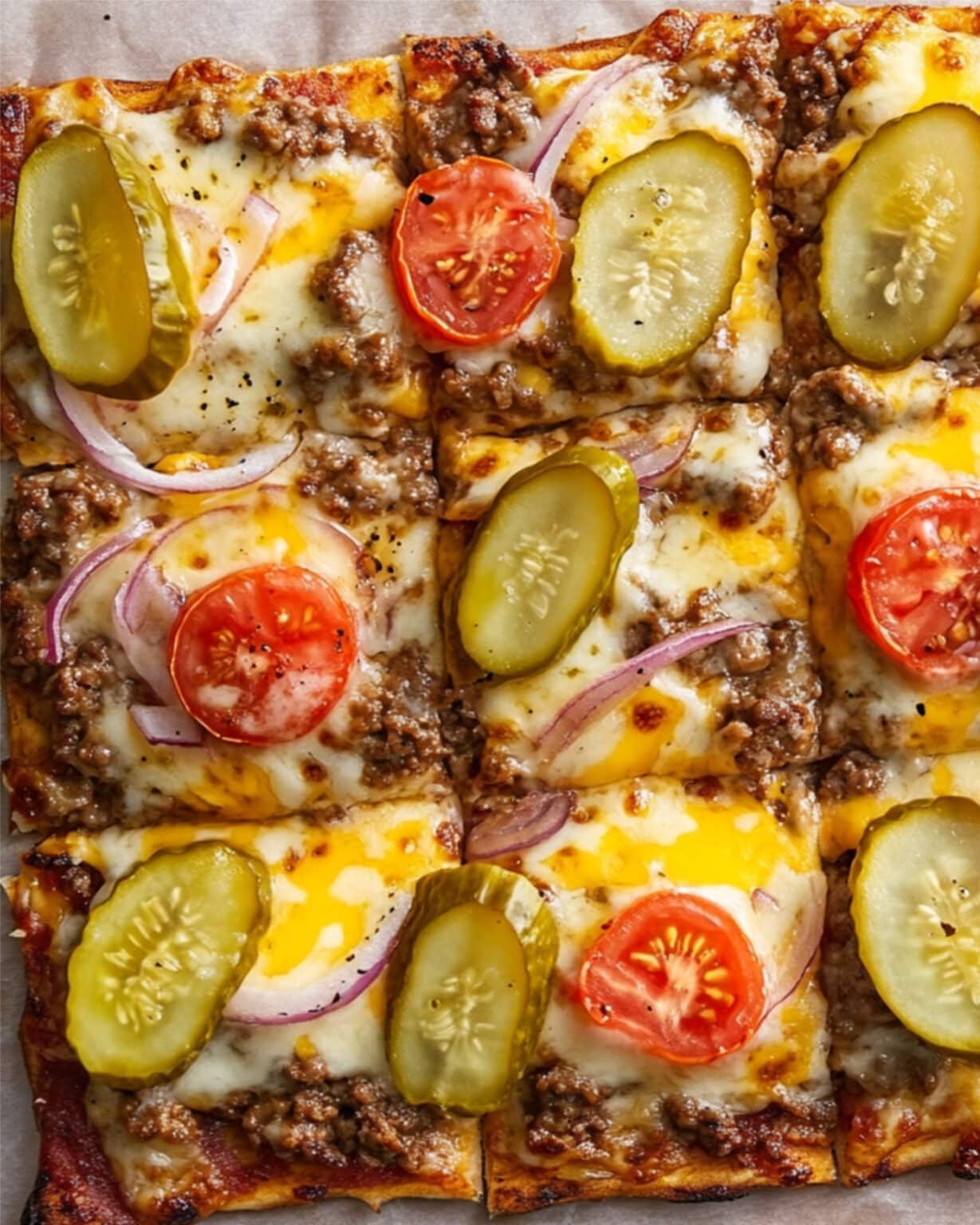 Cheeseburger Flatbreads Recipe - Yumyy