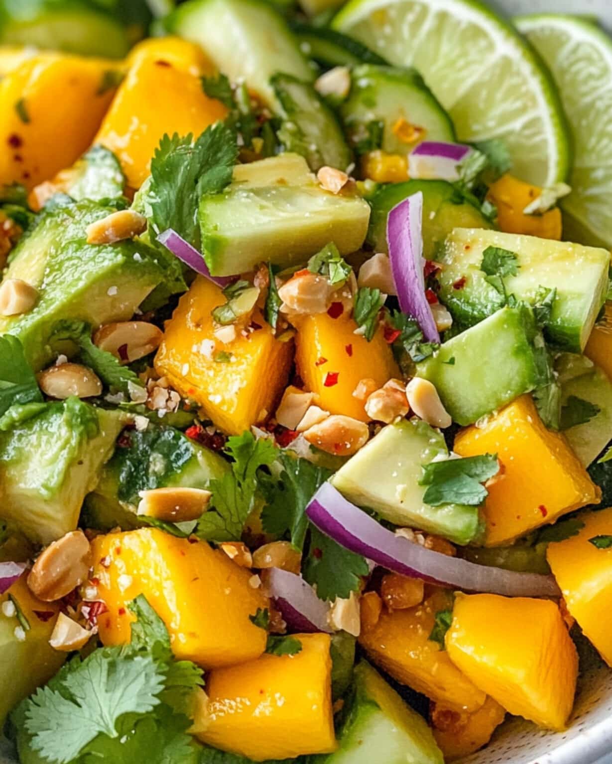 Mango Salad with Sweet Chilli Lime Dressing Recipe - Yumyy