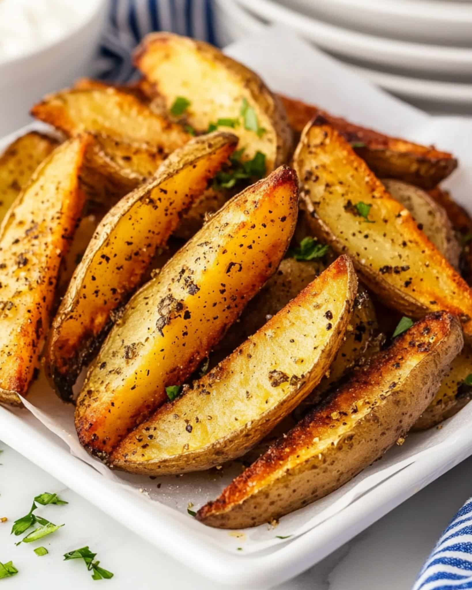 Oven Roasted Potato Wedges Recipe - Yumyy