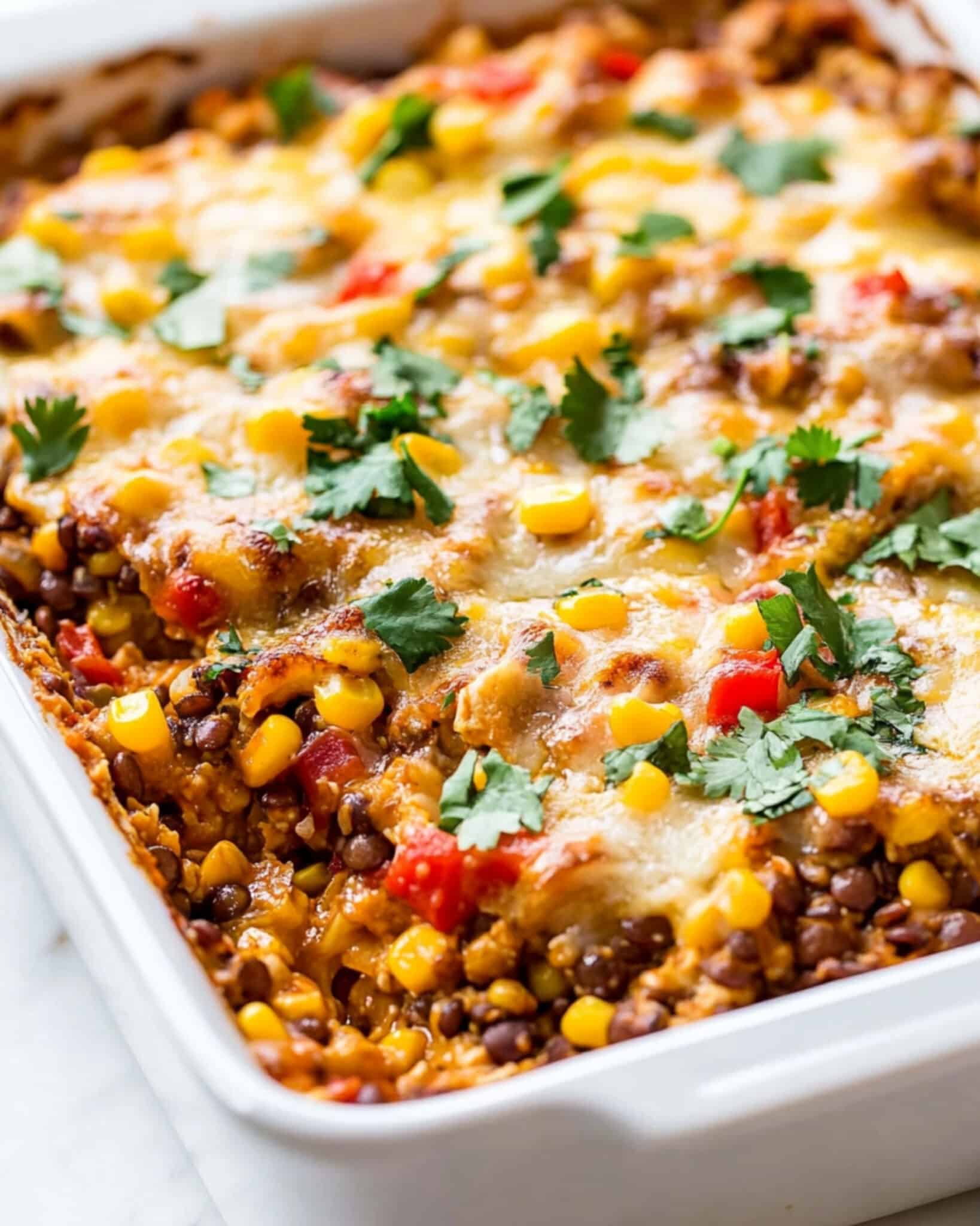 Tex Mex Chicken and Lentil Casserole Recipe - Yumyy