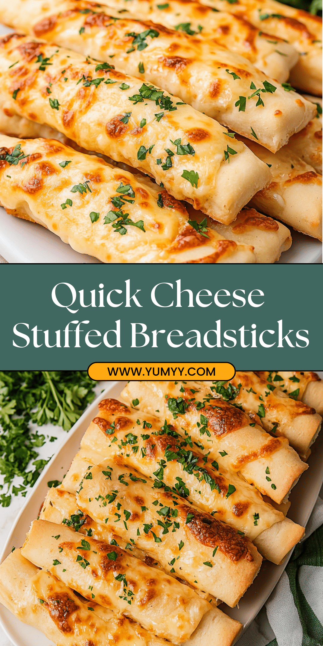 Quick Cheese Stuffed Breadsticks Recipe - Yumyy