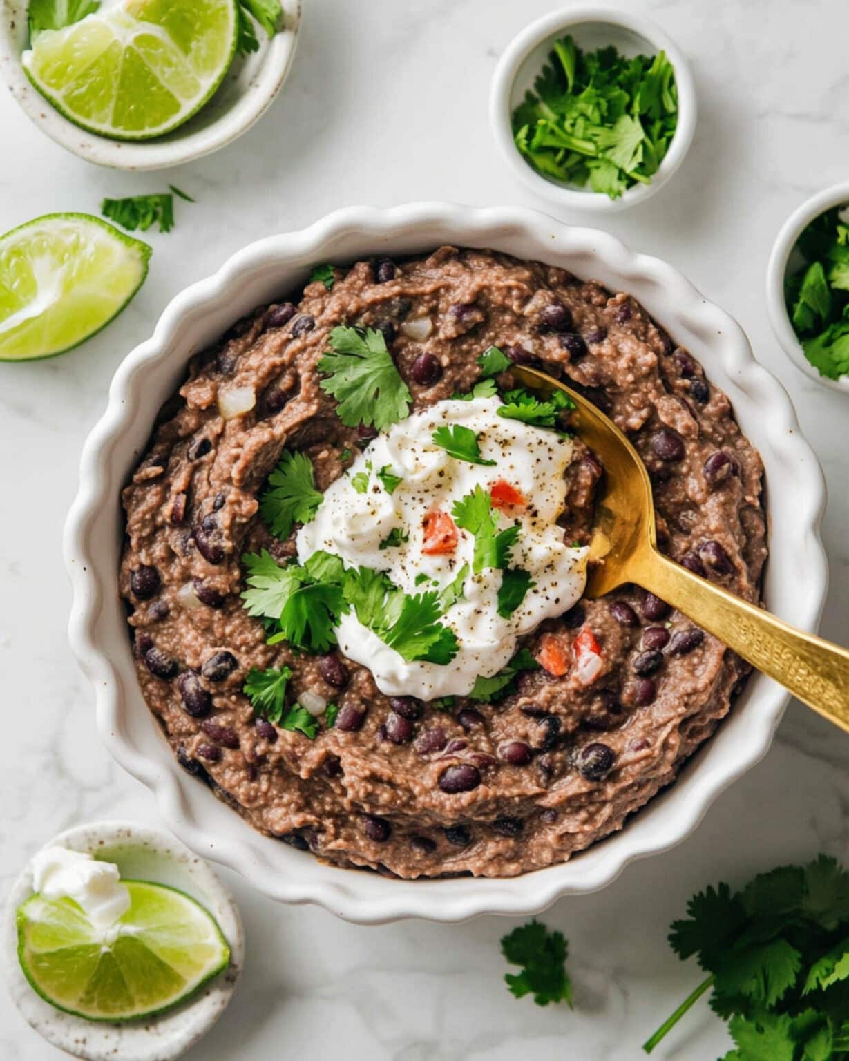 Refried Black Beans Recipe - Yumyy