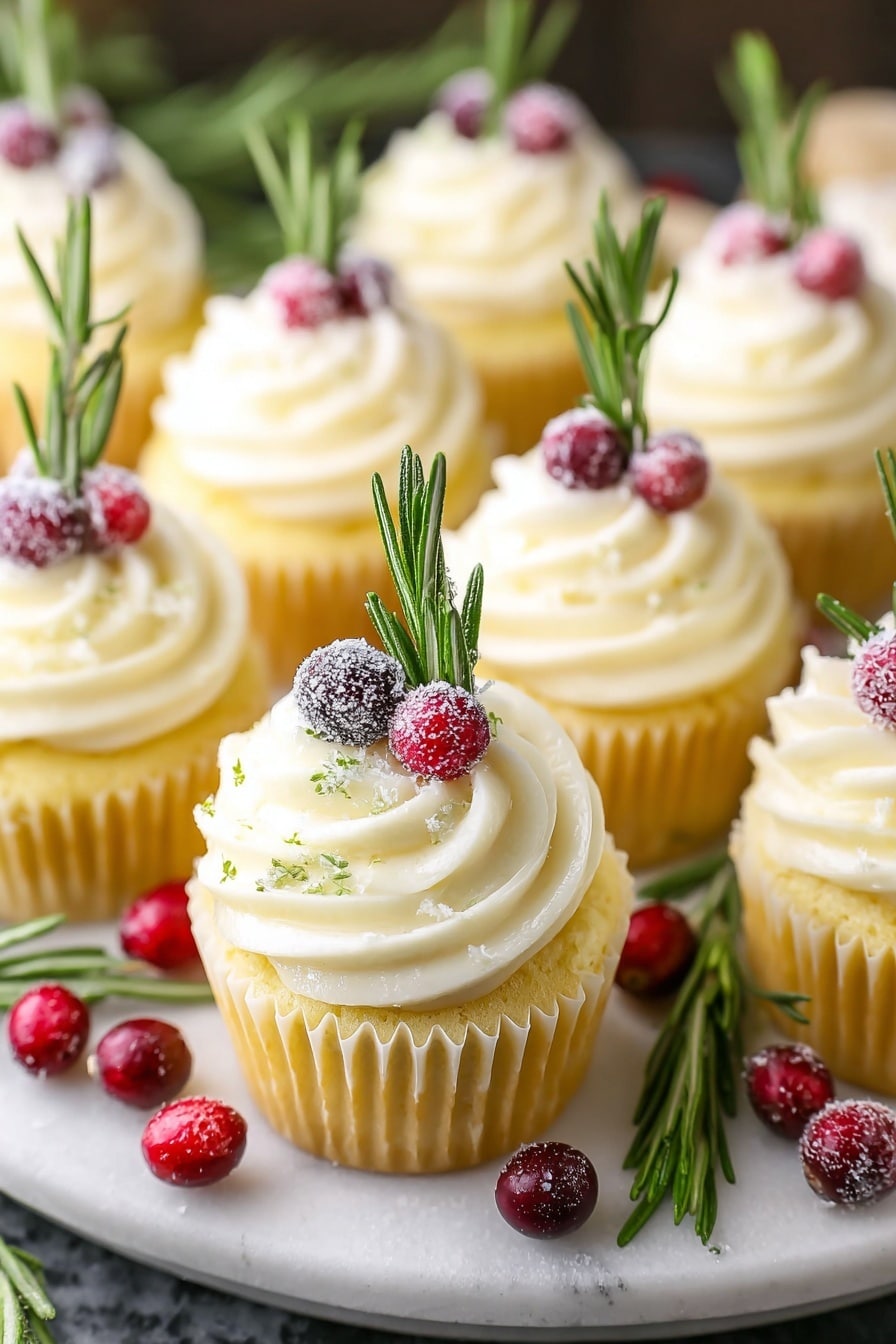 Sparkling Cranberry White Chocolate Cupcakes | Festive Holiday Treats
